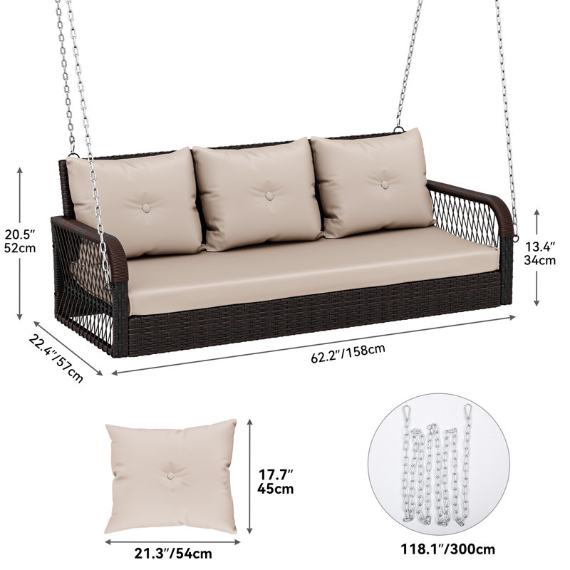 Ebern Designs Gwynetta Three-Person Porch Swing & Reviews - Wayfair Canada